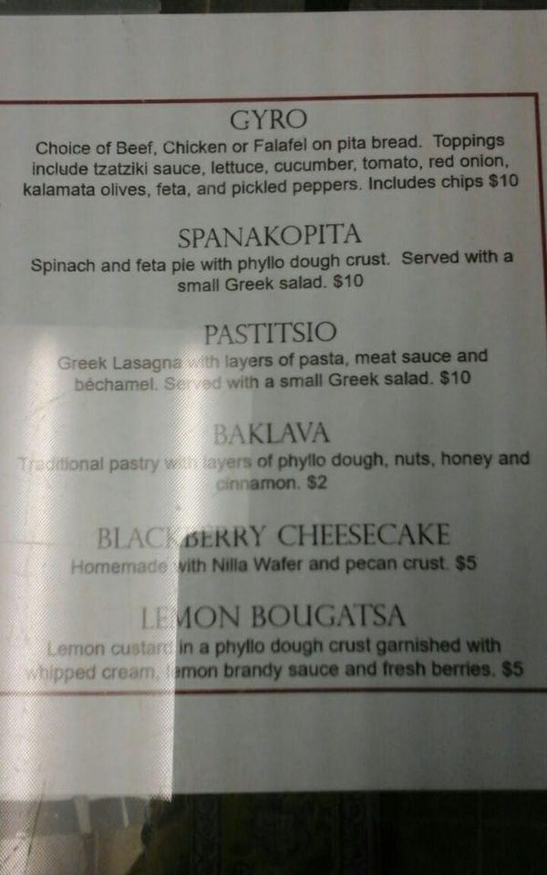 Menu at Trinity Bakery, Glendive