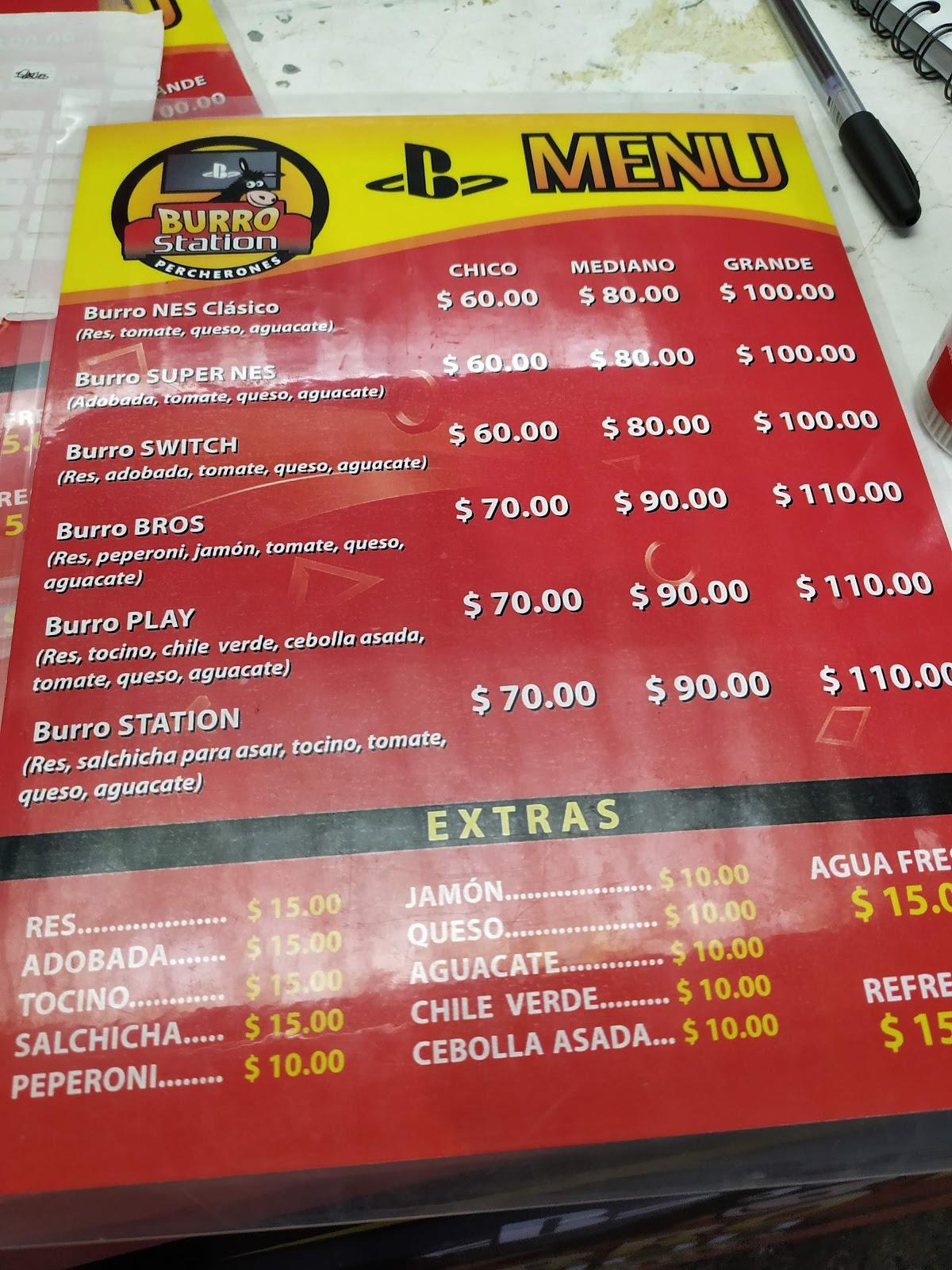 Menu at Burro Station Percherones restaurant, Hermosillo