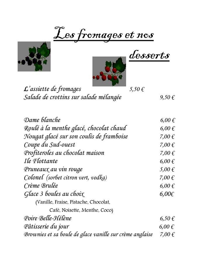 Menu at Restaurant Saint Honore, Vouziers