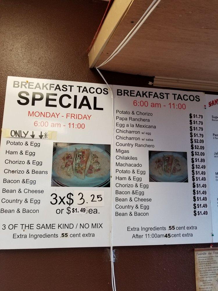 Menu at Santos Cafe, San Antonio, 603 Isom Rd Ste 105