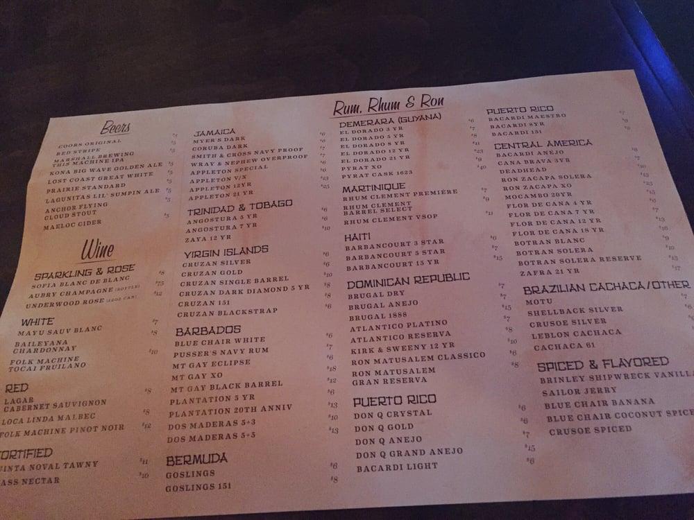 Menu at Saturn Room pub & bar, Tulsa