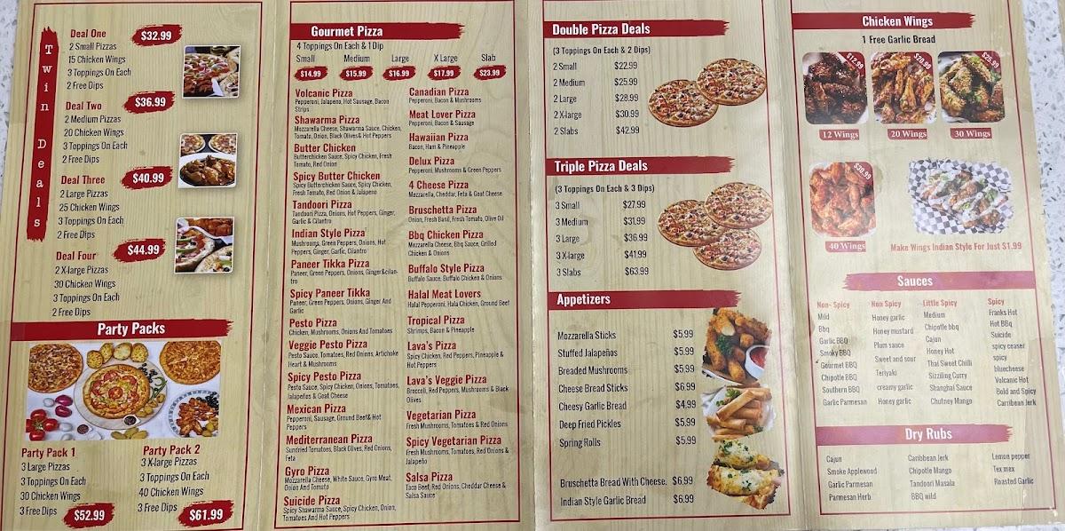 Menu at Lava Pizza YYC pizzeria, Calgary