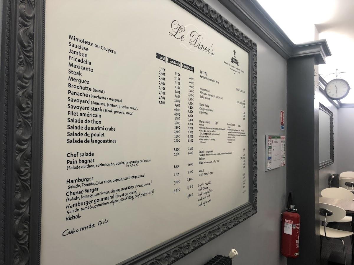 Carta del restaurante Le Diner's, Hénin-Beaumont