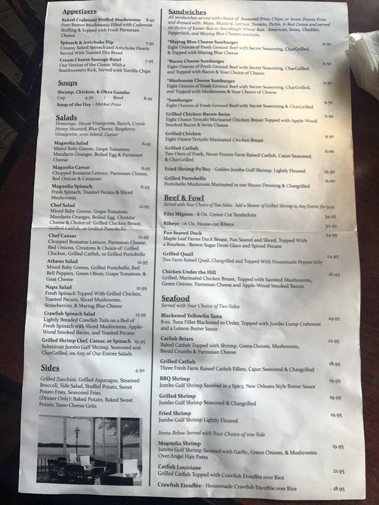 Menu at Magnolia Grill steakhouse, Natchez
