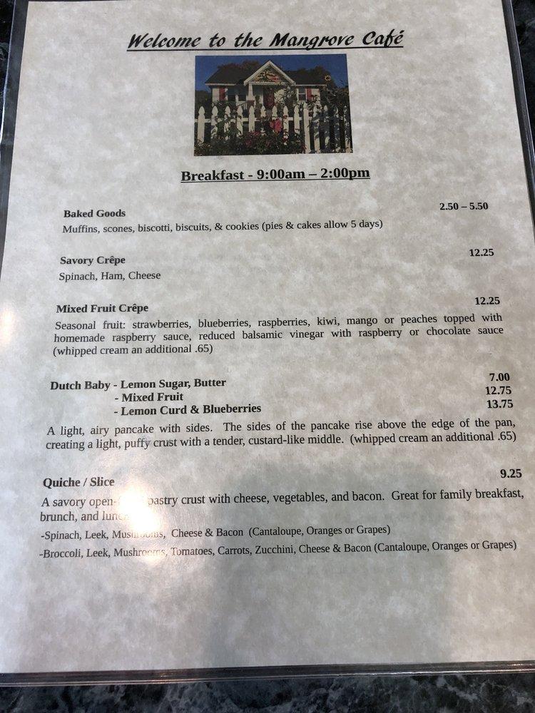 Menu at Mangrove cafe, Spokane Valley