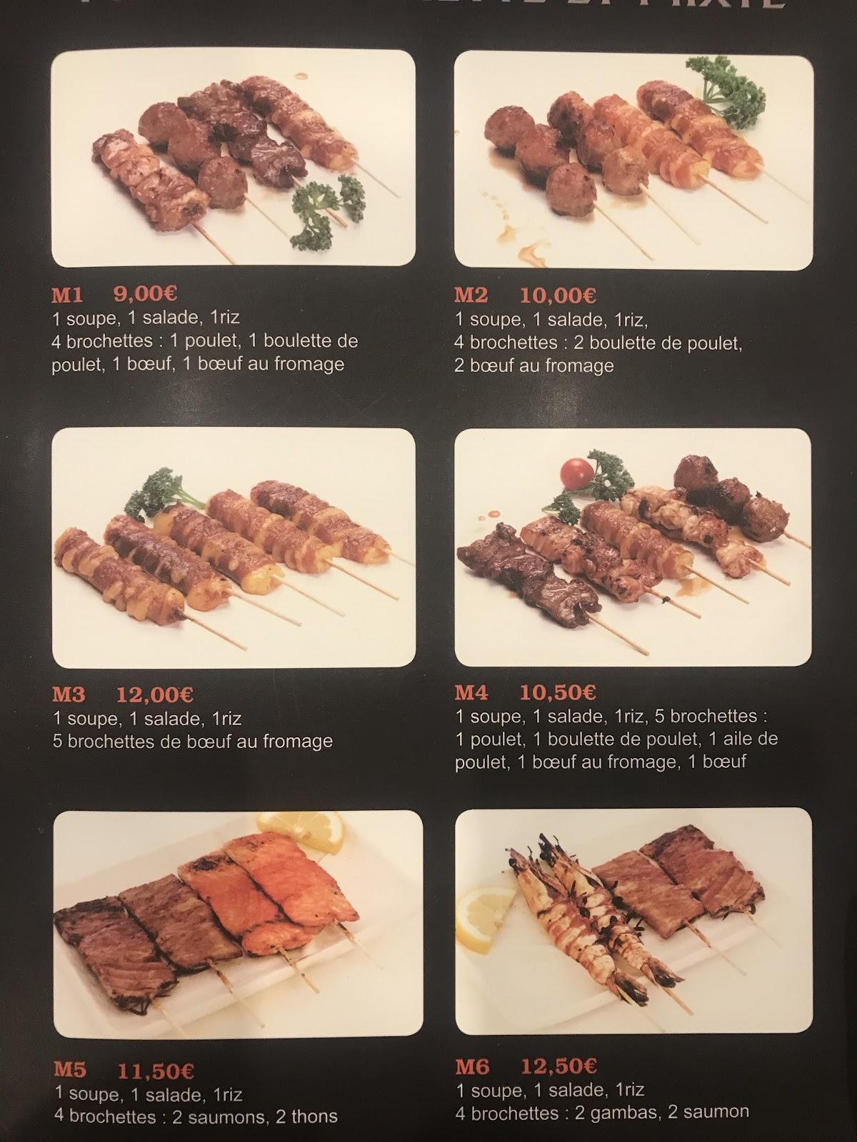 Menu au Yooki Ginko restaurant, Paris