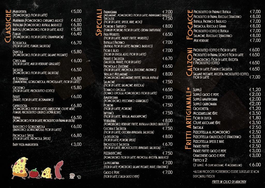 Menu da Pizza Chef ristorante, Roma, Via Giuseppe Allievo