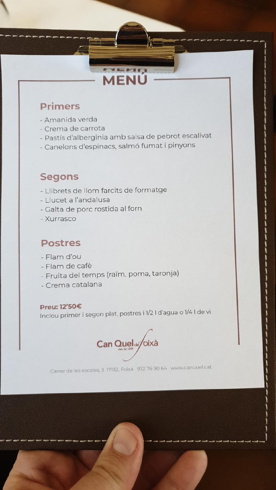 Menu at Restaurant Can Quel de Foixà, Foixá