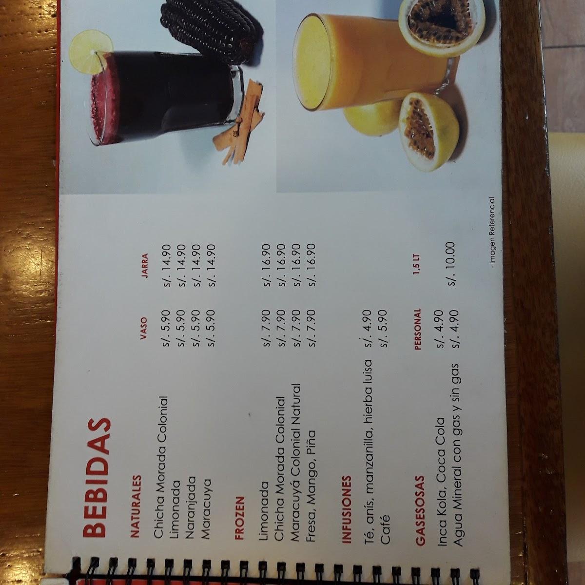 Carta del restaurante El Colonial, Lima, Av. Óscar R. Benavides 721