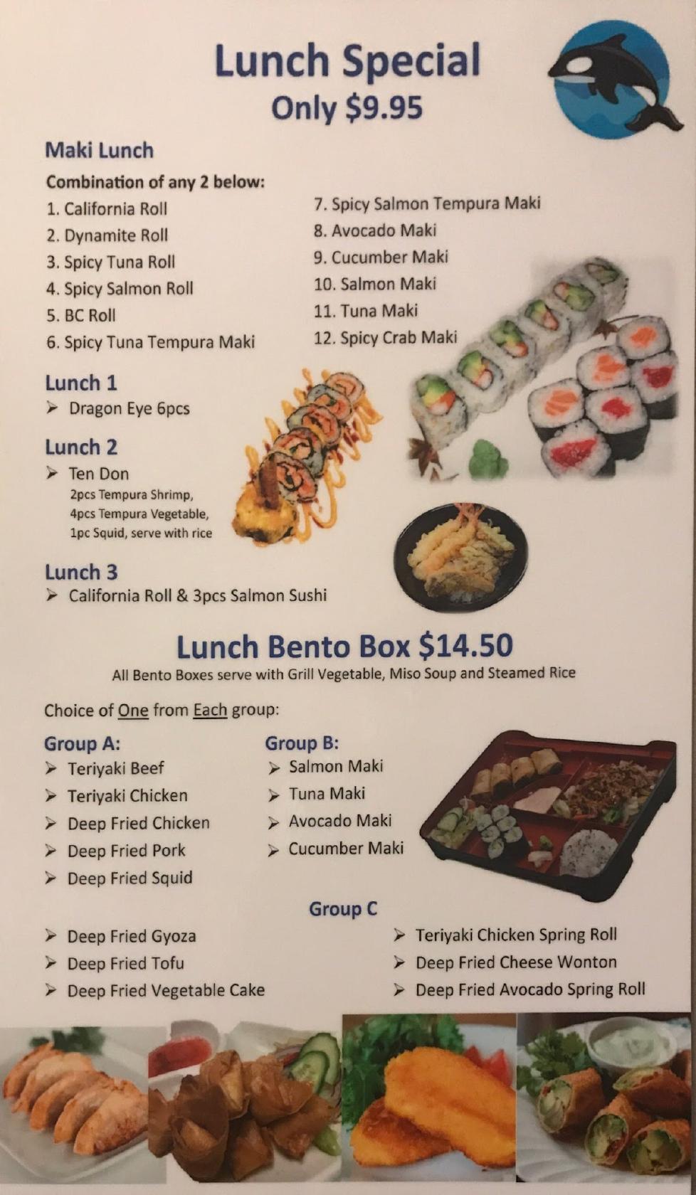Menu at Kujira restaurant, Whitecourt