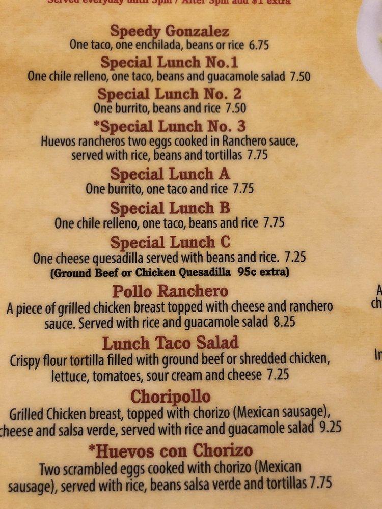Menu at Los Bravos Mexican Restaurant, Conyers, Salem Rd SE #2097
