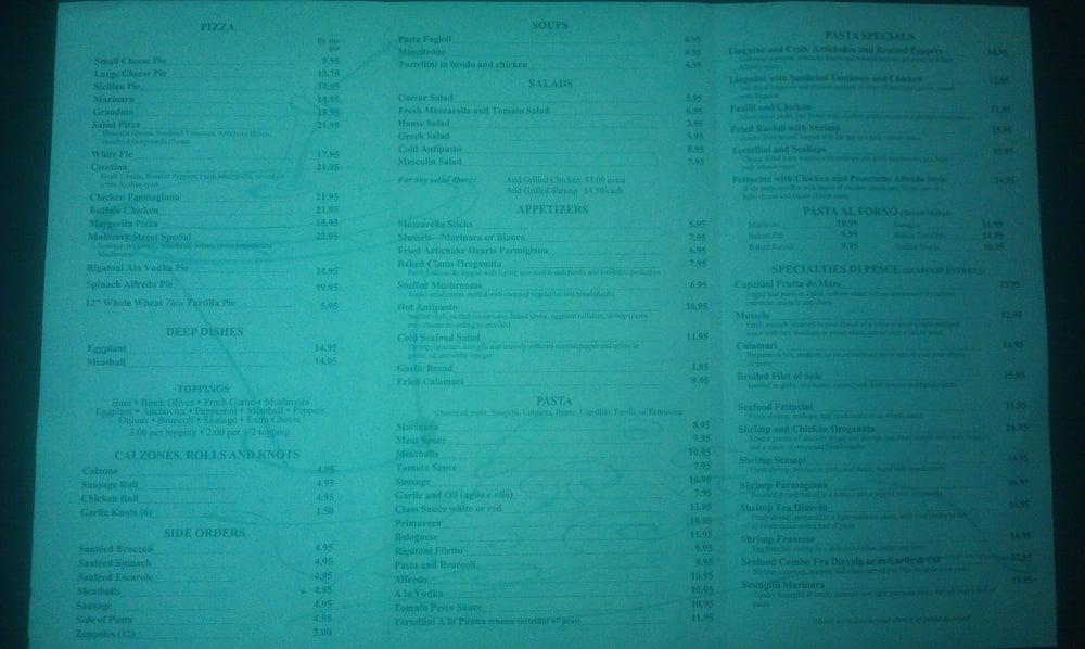 Menu at Mulberry St. Pizza pizzeria, Jericho
