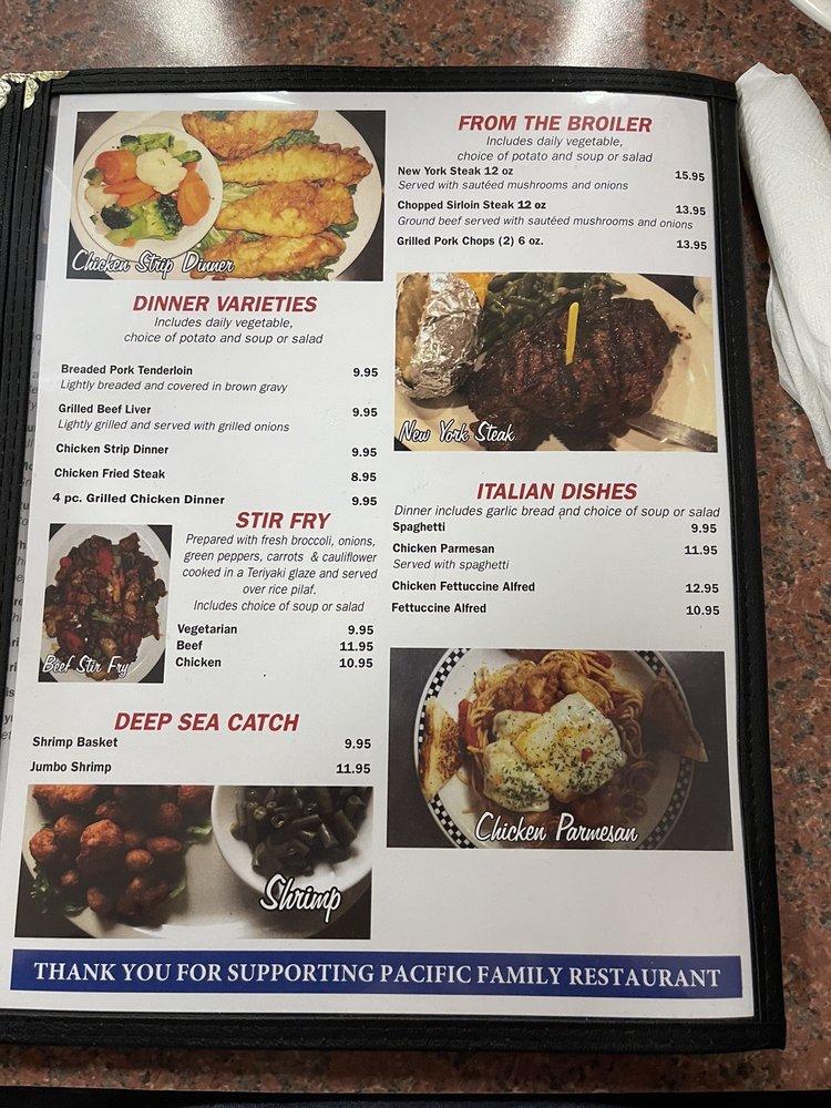 Menu at Pacific Family Restaurant, Pacific