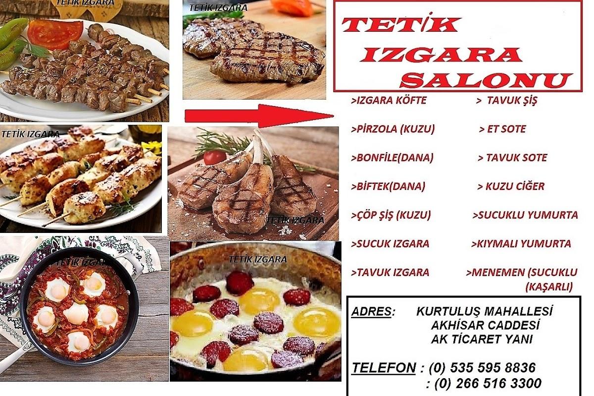 Menu at Tetik Izgara, Sındırgı, Akhisar Cd.