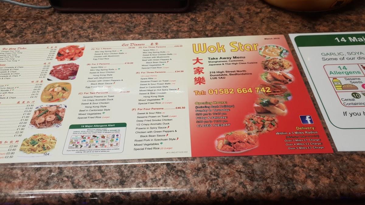 Menu at Wok Star restaurant, Dunstable