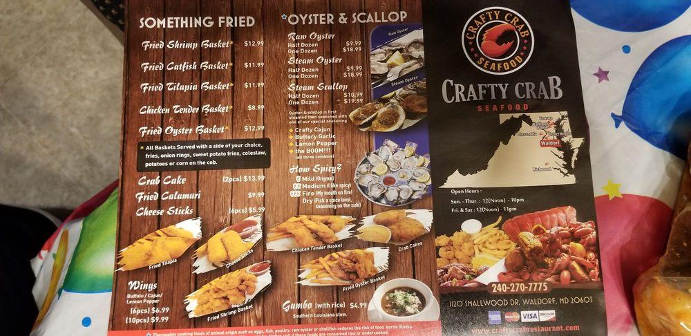 Menu at Crafty Crab - Waldorf restaurant, Waldorf