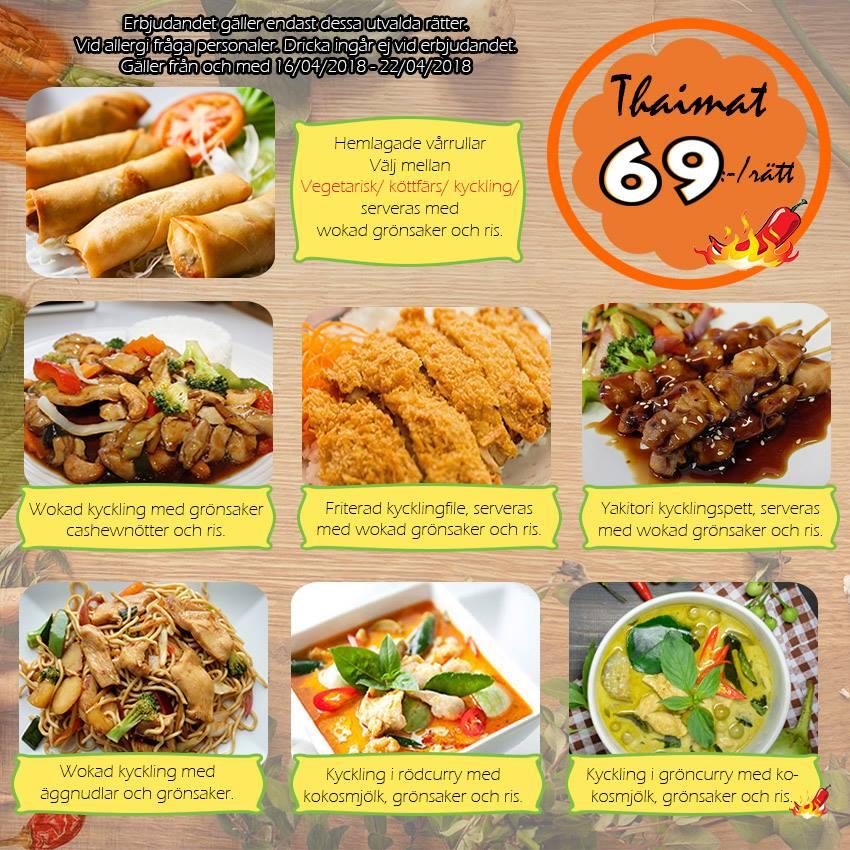 Menu at Poppis Thai & Sushi restaurant, Kungsör