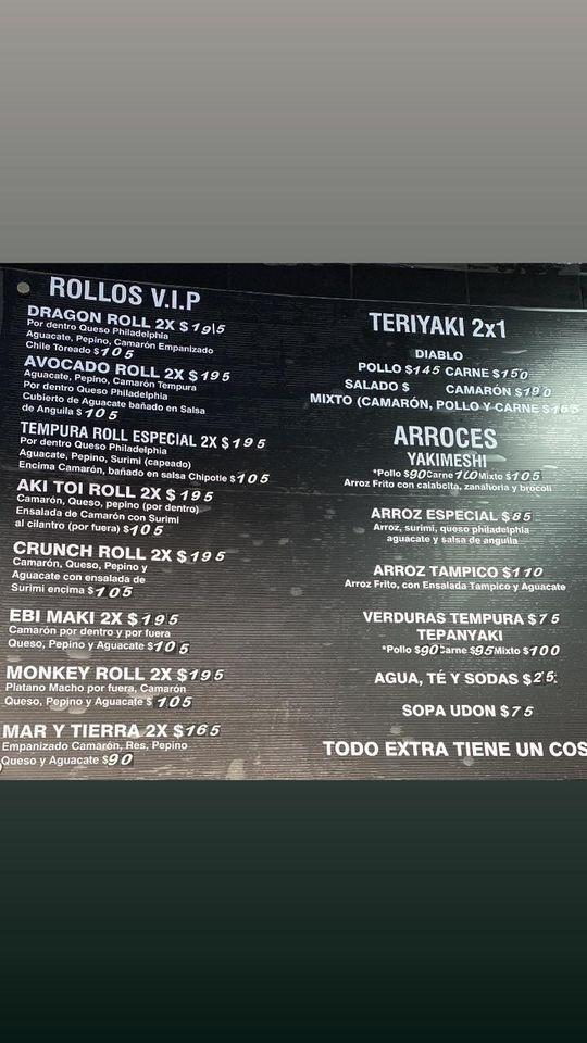 Carta del restaurante AKI-TOI Sushi, Tijuana
