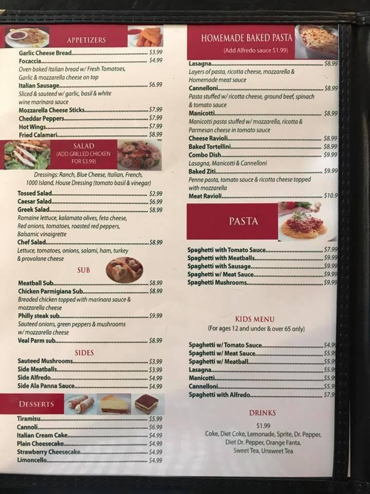 Menu at Verona Italian Restaurant, Benton
