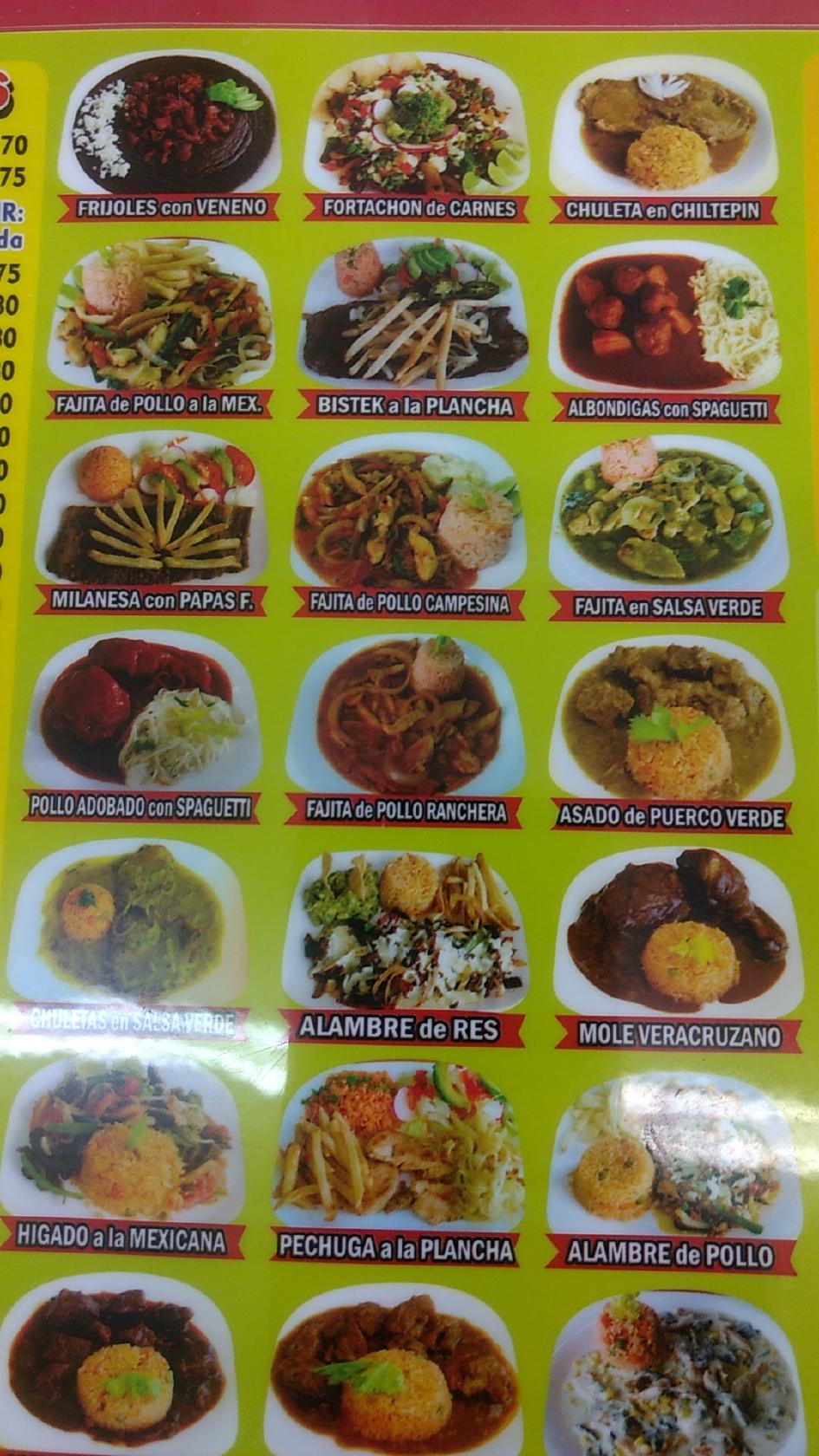 Carta del restaurante El Antojo Veracruzano, Reynosa