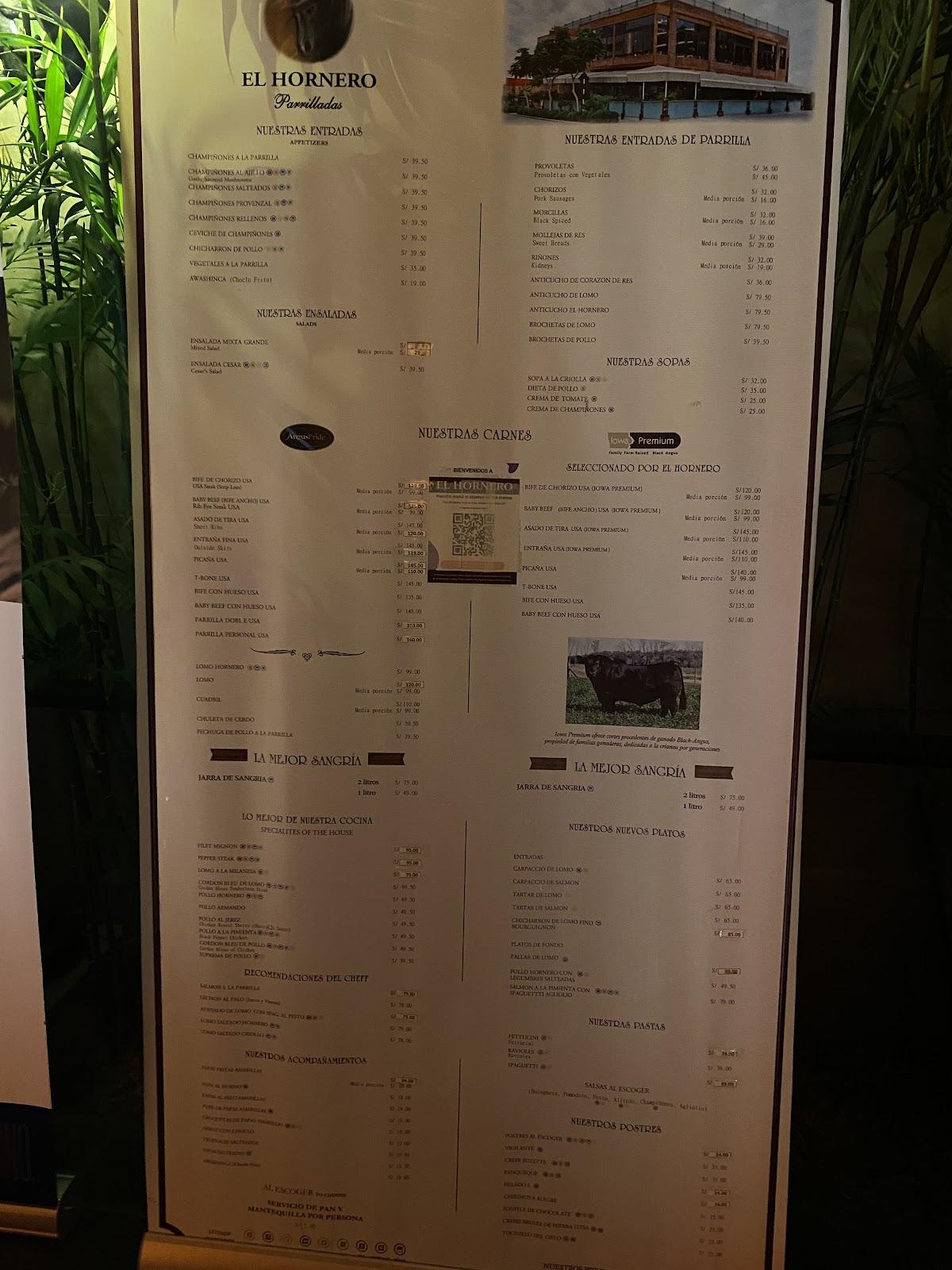 Carta de barbacoa El Hornero, Lima, Av. Dos de Mayo 758