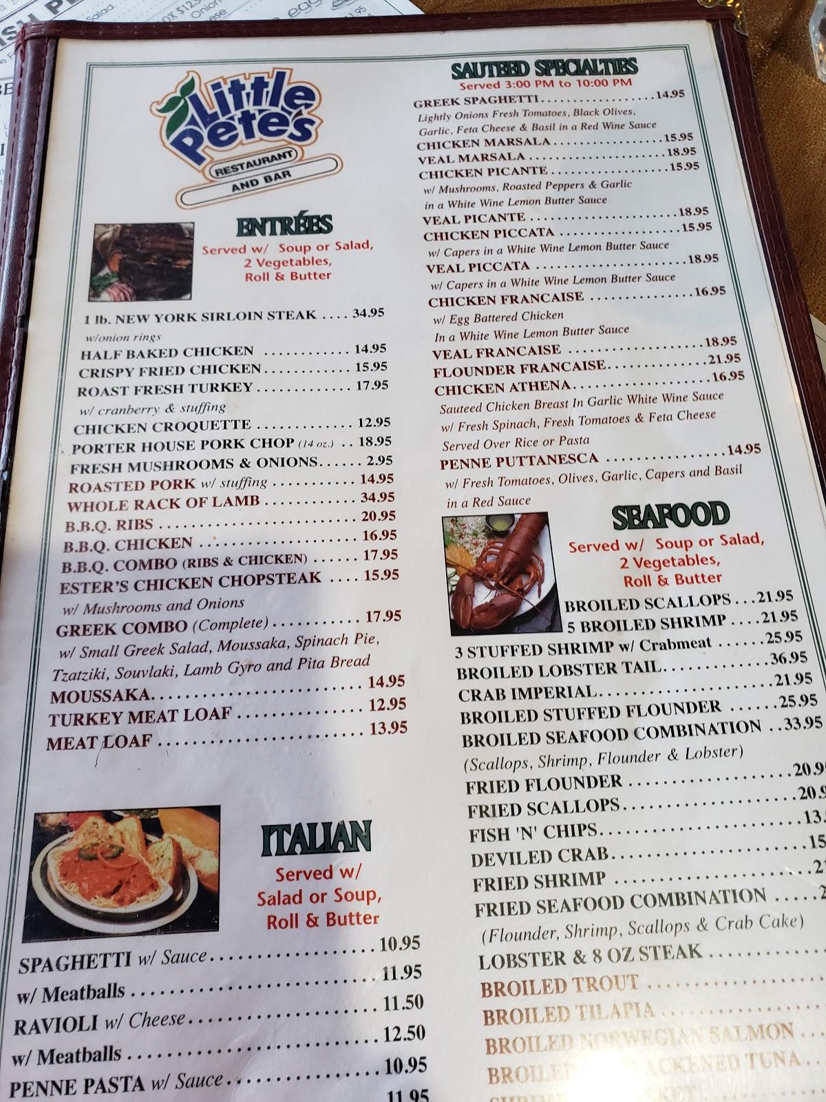 Menu at Little Pete's pub & bar, Philadelphia, Pennsylvania Ave