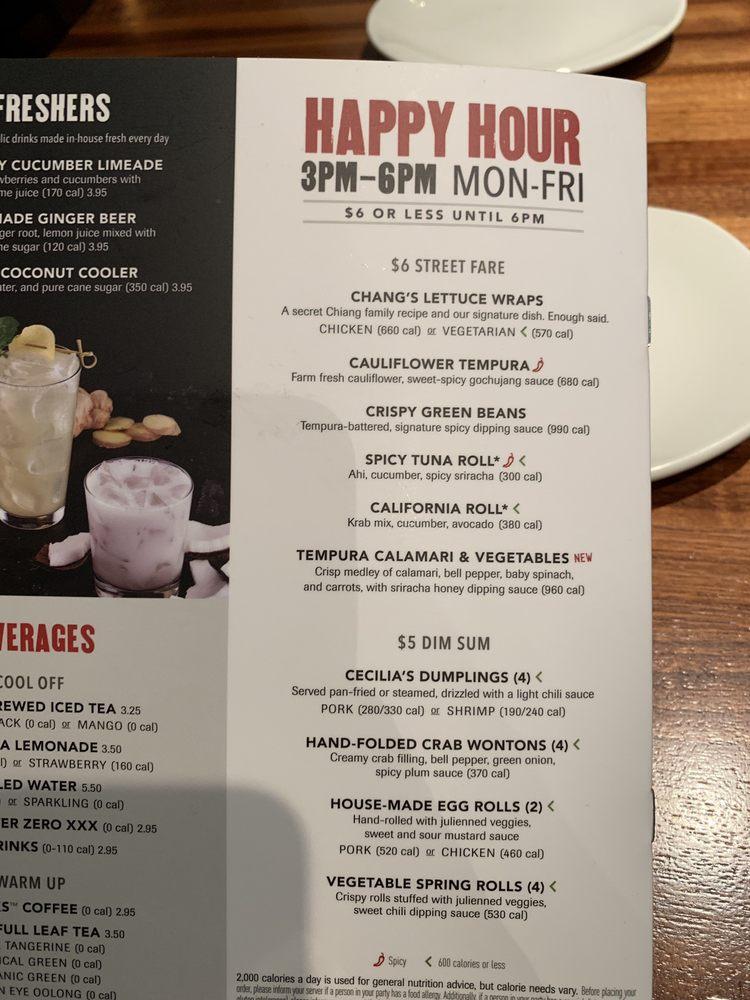 Menu at P.F. Chang's restaurant, Raleigh, Glenwood Ave #2089