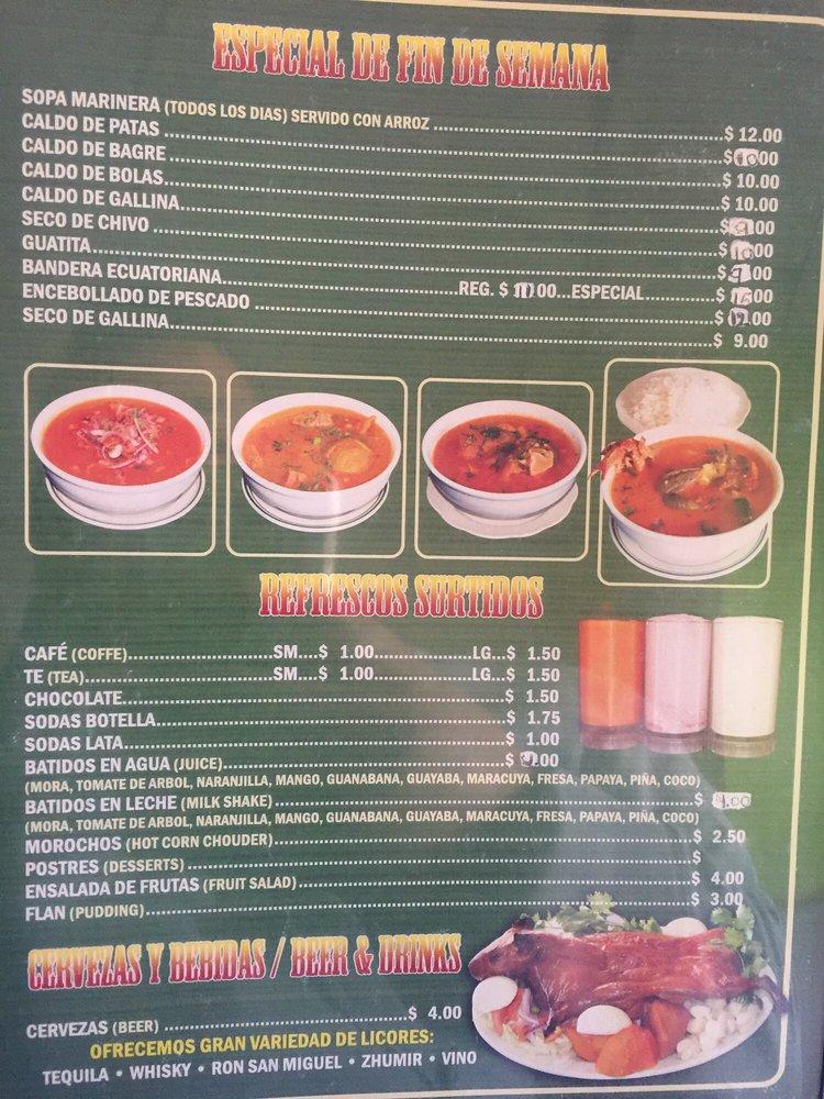Menu at Amazonas Restaurant, Sleepy Hollow