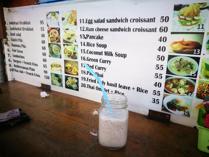 Menu at Funky Monkey Cafe, Chiang Mai