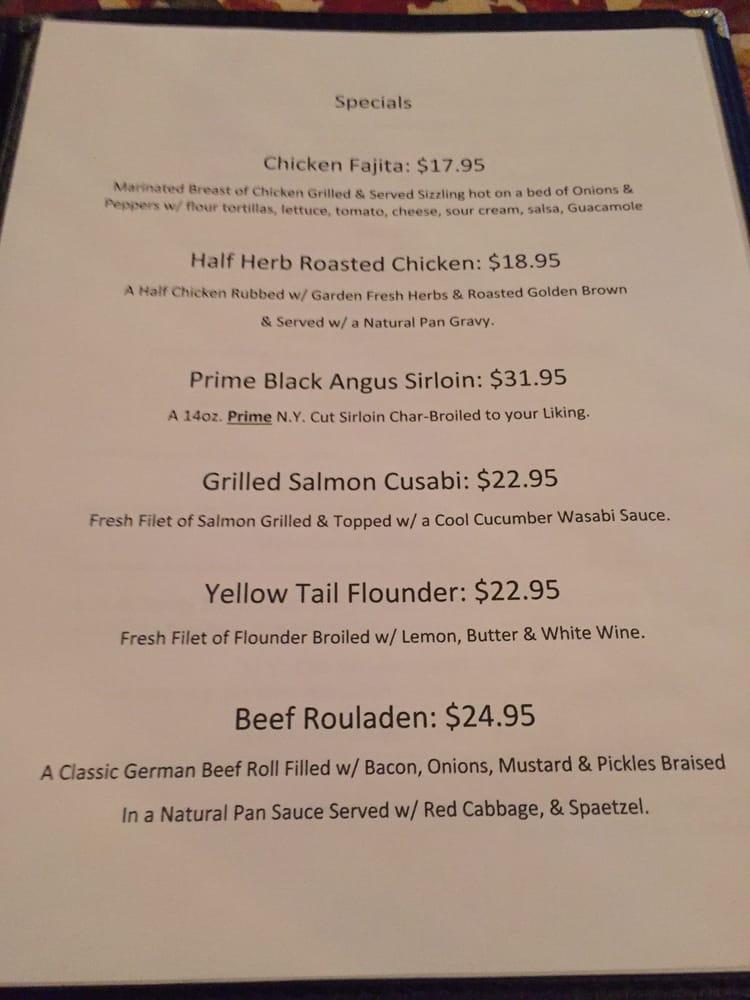 Menu at Inn Between steakhouse, Margaretville