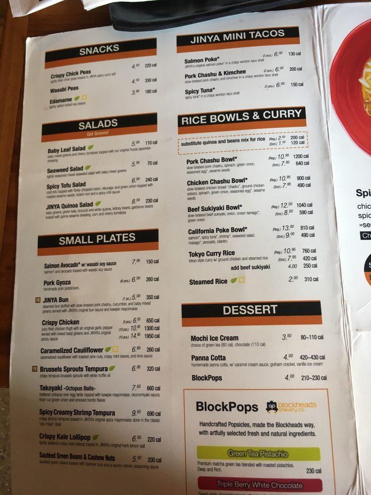Carta de Jinya Ramen Bar, Santa Monica