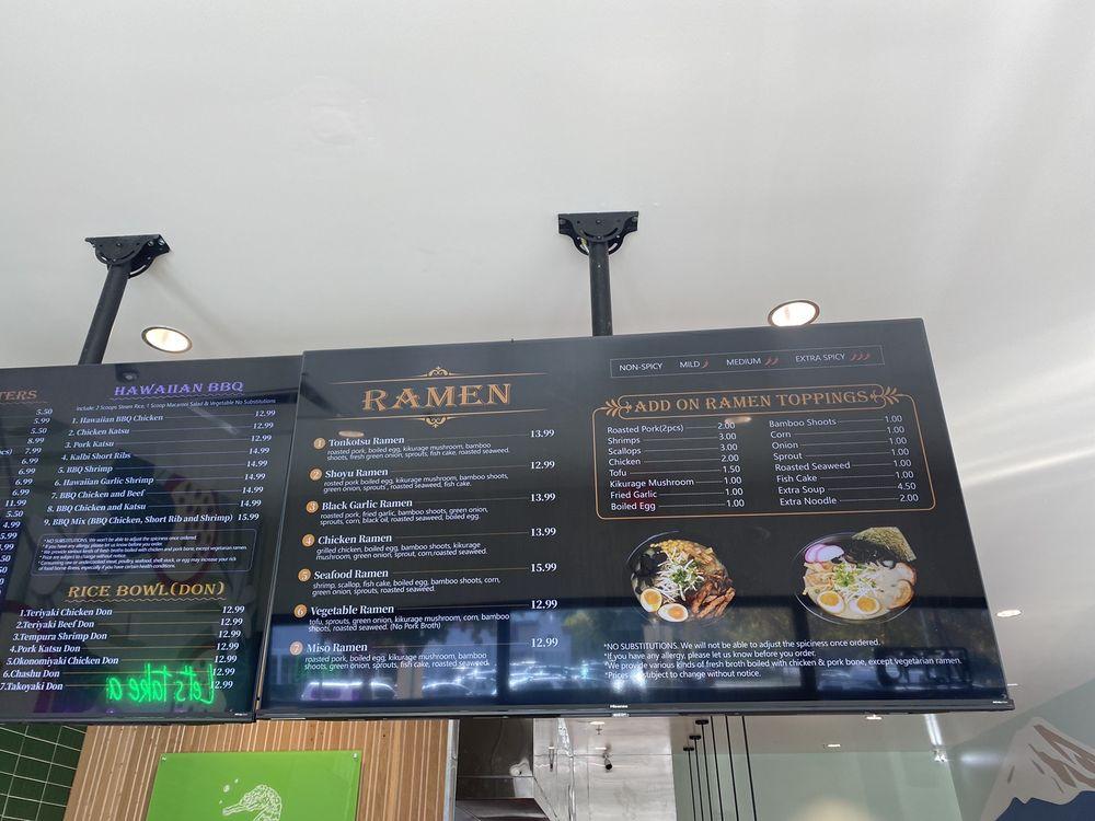 Menu at Kyoto Ramen + Lilikoi restaurant, Pinole