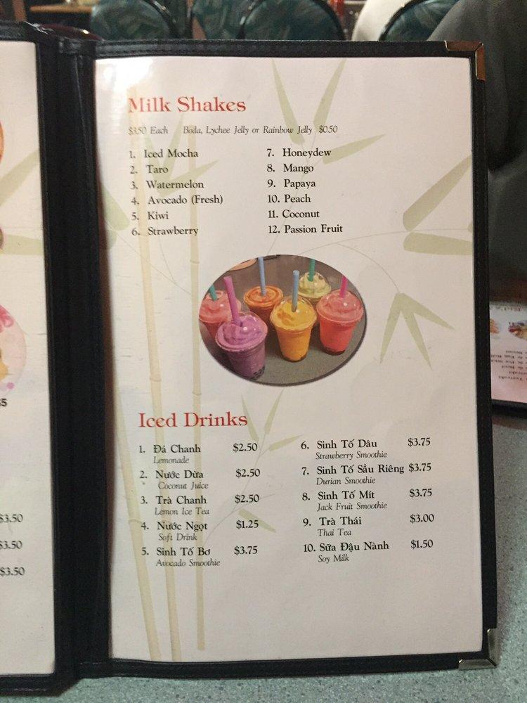 Menu at Pho Cat Sang restaurant, Kent