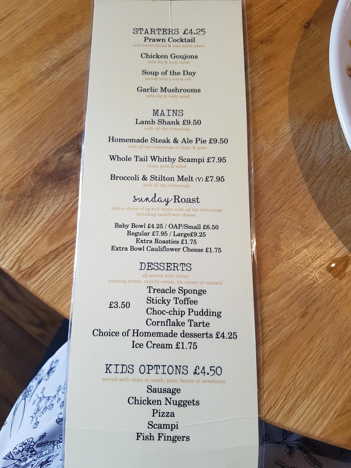 Menu at Railway Inn Selston restaurant, Selston
