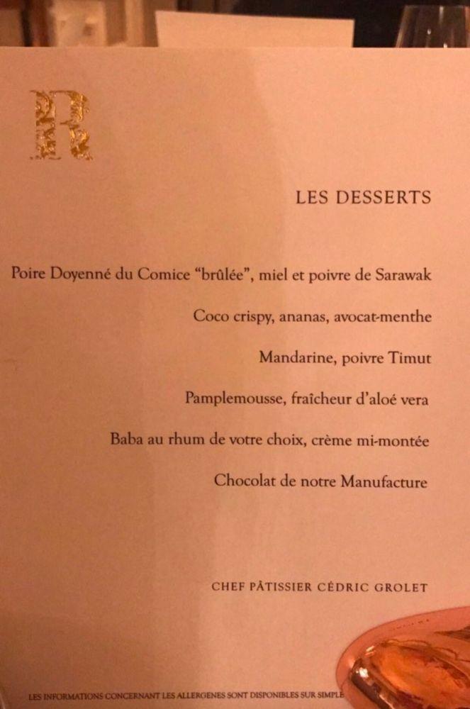 Menu at Le Meurice Alain Ducasse restaurant, Paris, 228 Rue de Rivoli