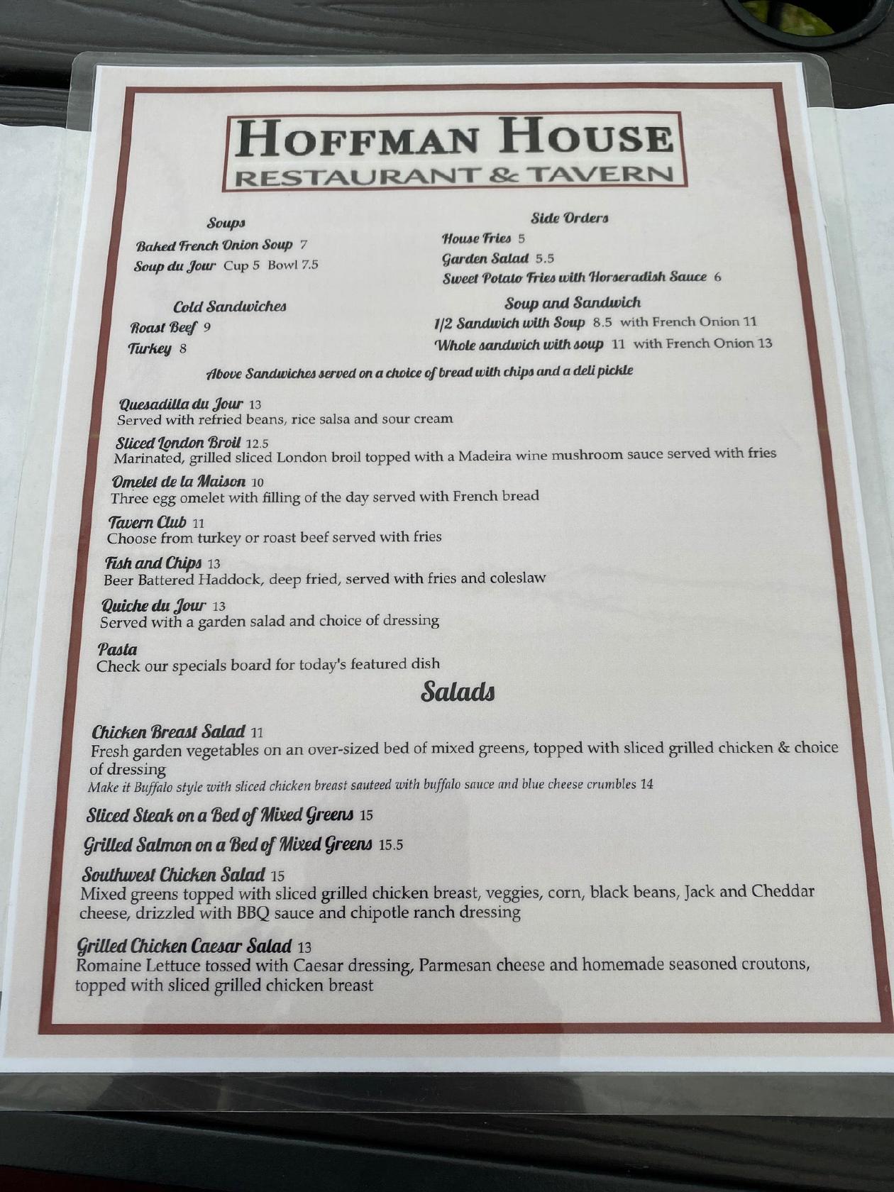 Menu At Hoffman House Restaurant Kingston Menu At Hoffman House Restaurant Kingston