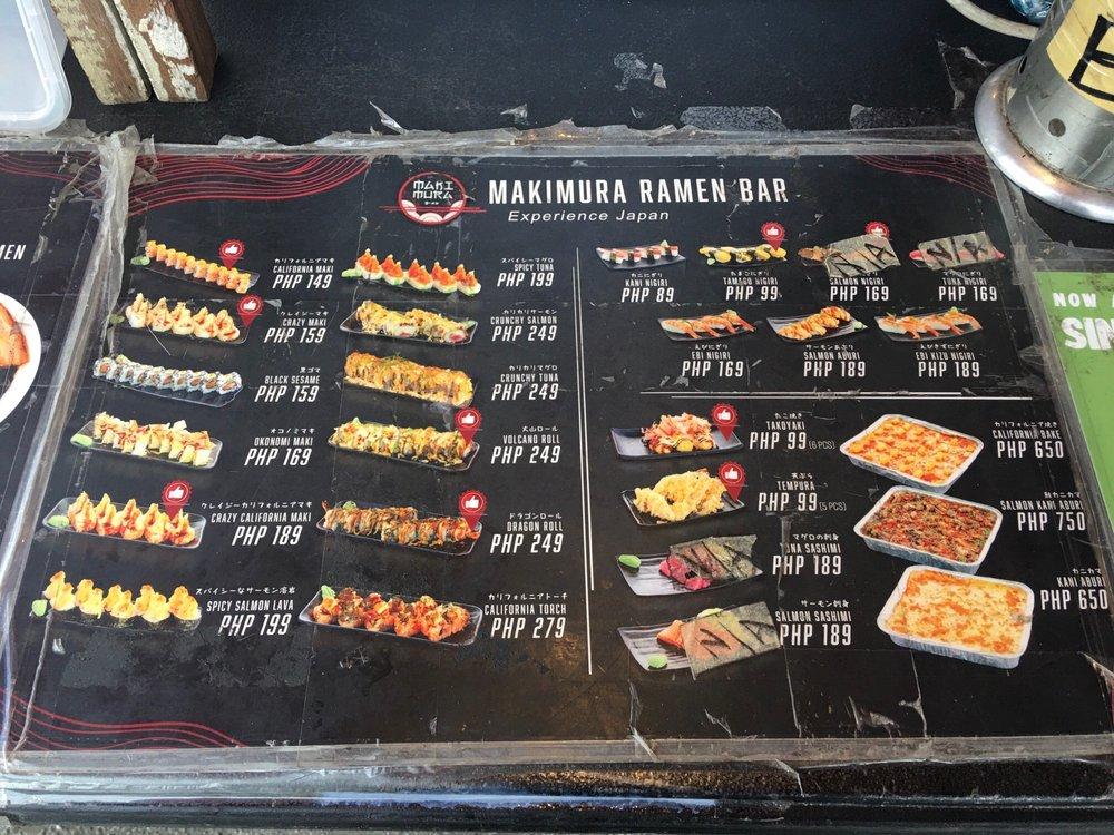 Menu at Makimura Ramen Bar, Angeles, Tinio Building