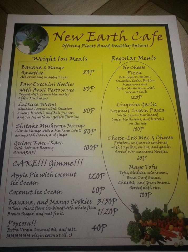 Menu at New Earth Vegan Resto restaurant, Baguio