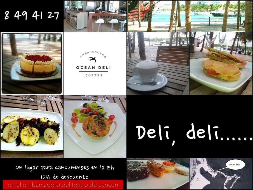 Menu at Ocean Deli cafeteria, Cancún, boulevard kukulkan km 4