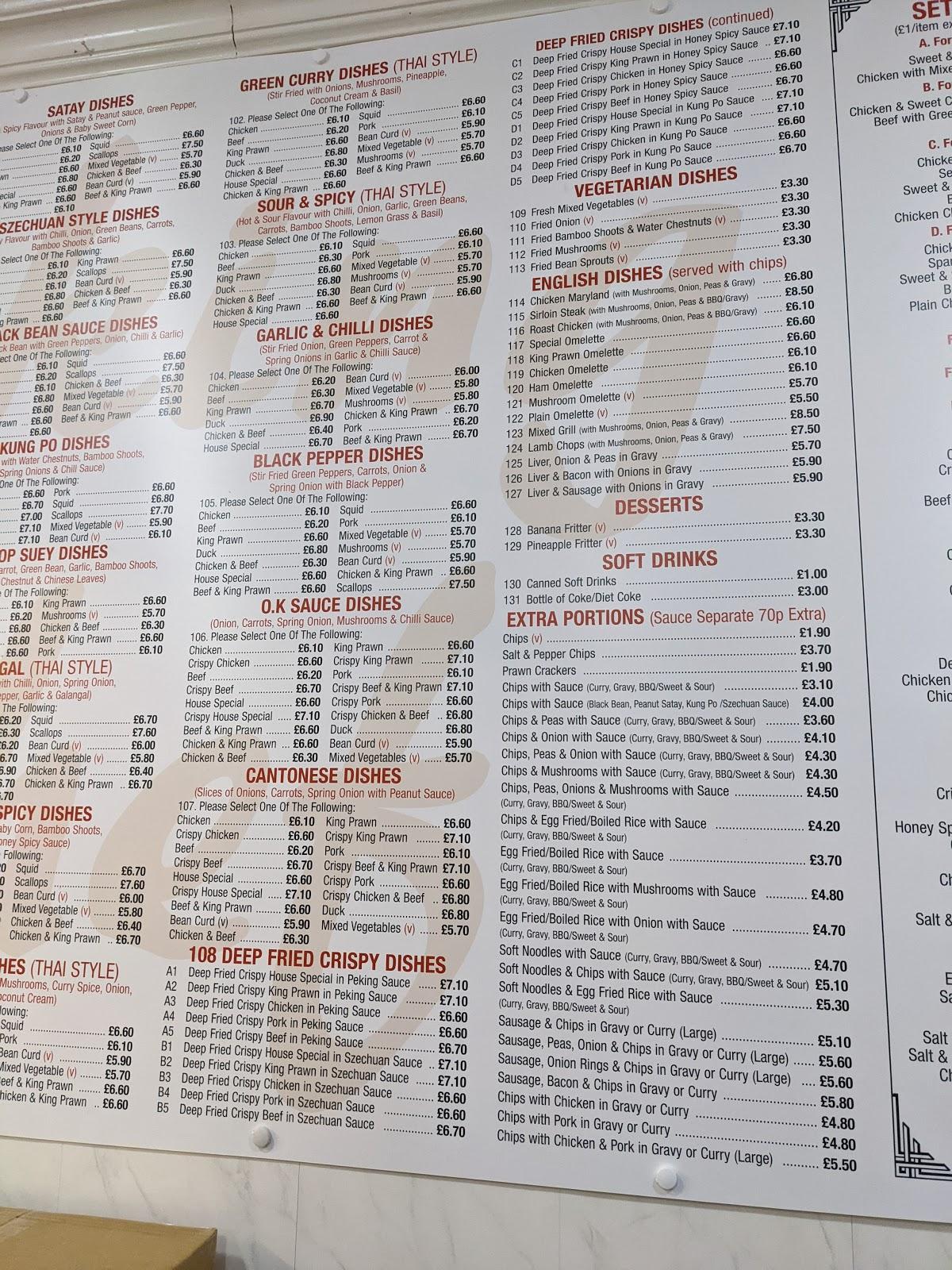 Menu at Peking Chef fast food, Spennymoor