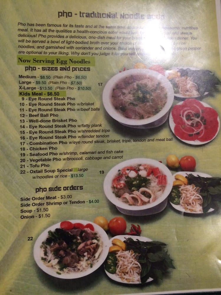 Menu at Pho Mai Han restaurant, Waipahu, 94-366 Pupupani St #102