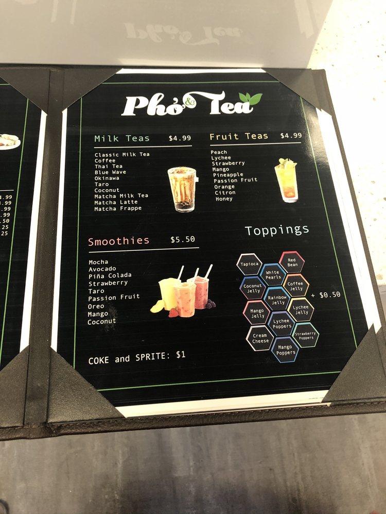 Menu at Pho & Tea restaurant, Ames