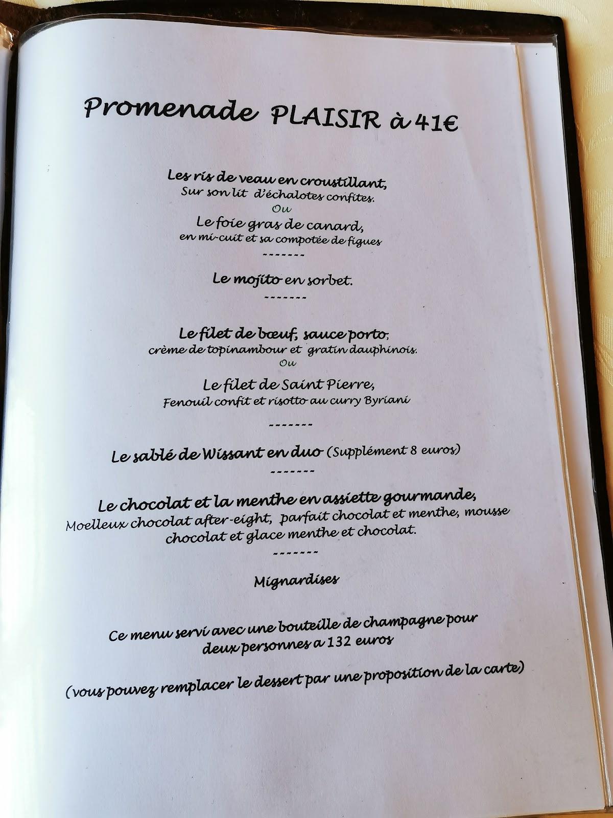 Menu au Auberge de la Forêt restaurant, Morbecque, Hameau de (HAZEBROUCK
