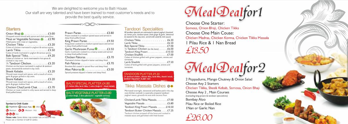 Menu at The Balti House restaurant, Crowle