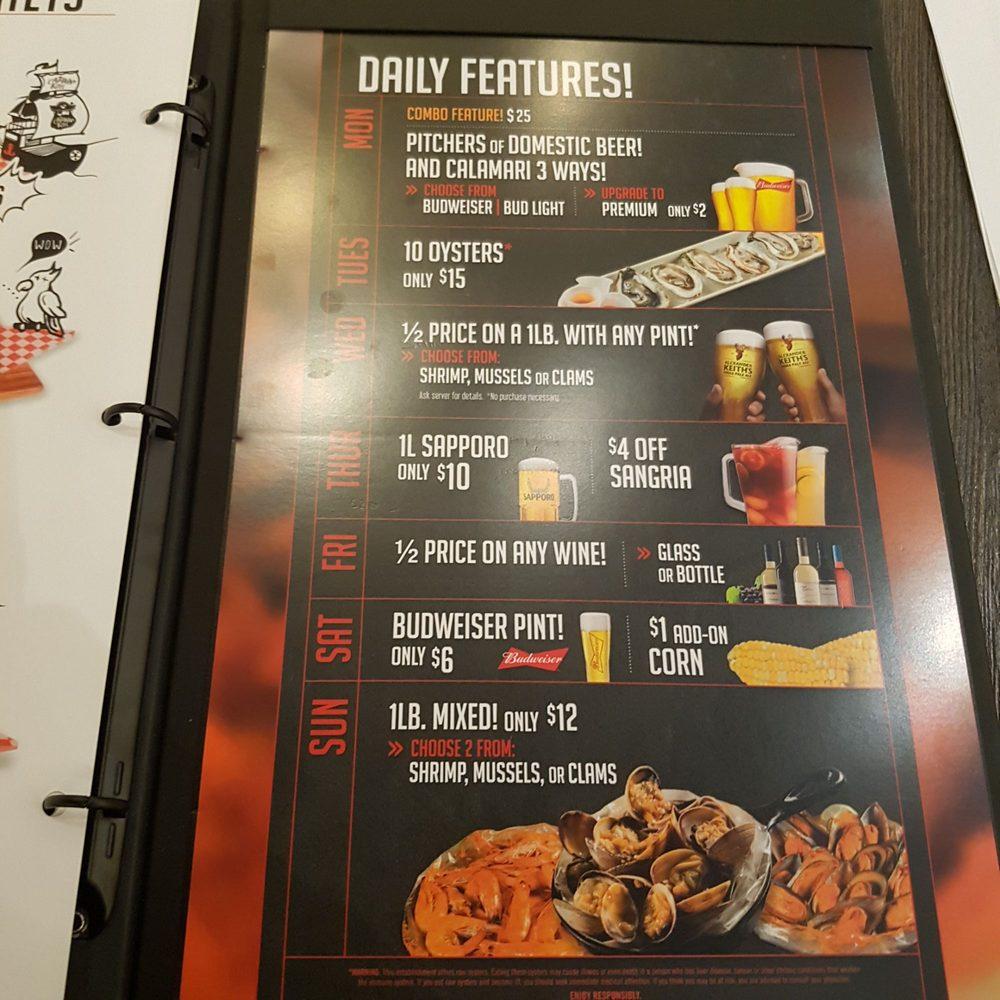Menu at The Captain's Boil restaurant, Mississauga, 720 Burnhamthorpe ...