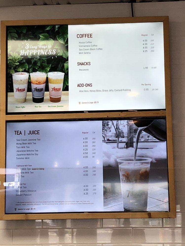Menu at 7 Leaves Cafe - Tea Shop, Milk Tea, Best Boba Tea - Las Vegas ...