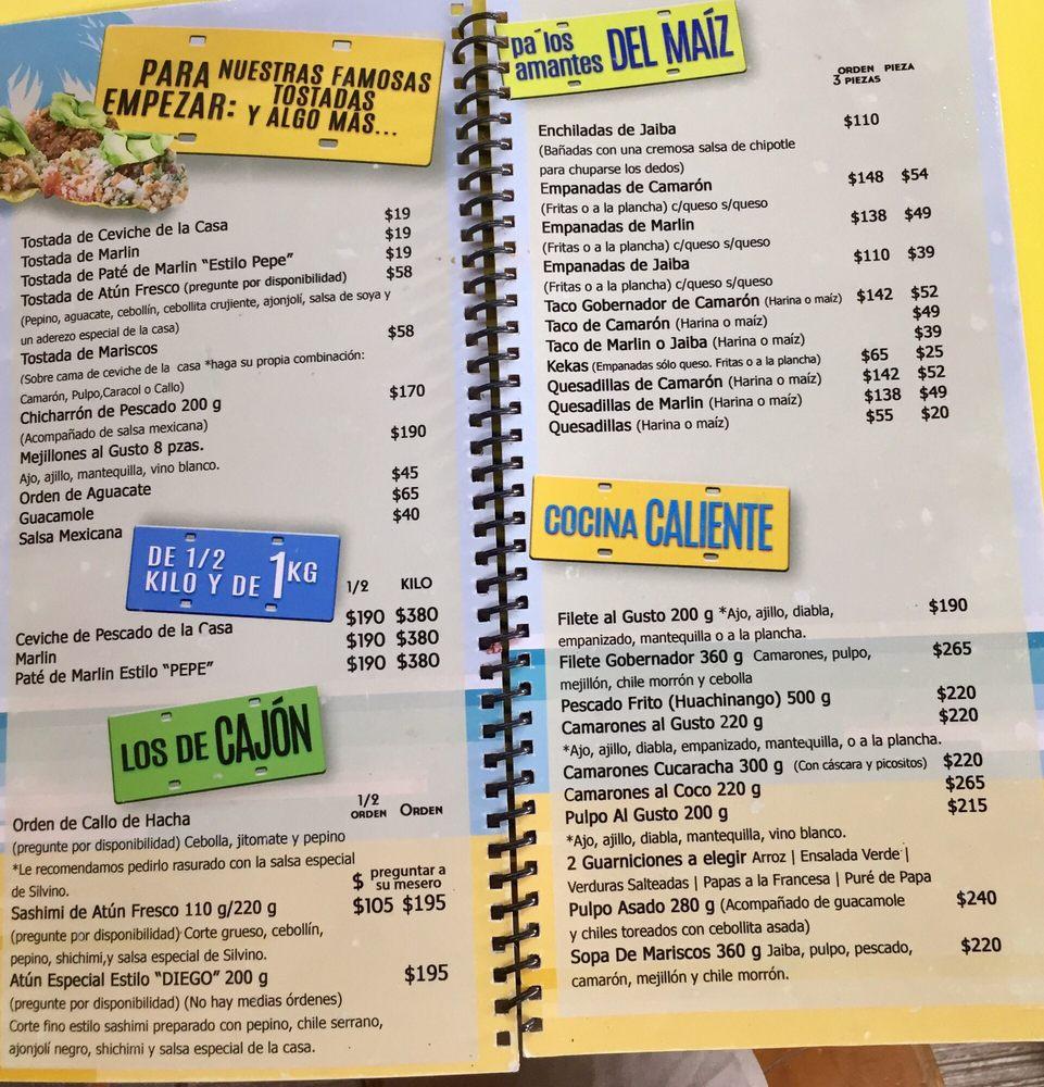 Menu at Mariscos 8 Tostadas restaurant, Puerto Vallarta, Quilla s/n ...