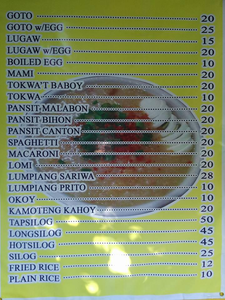 Menu at railyard food ave restaurant, Cainta