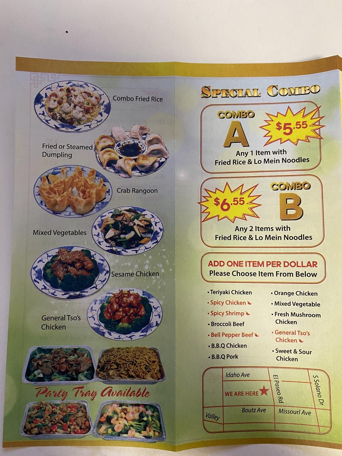 Menu at Golden Star restaurant, Las Cruces