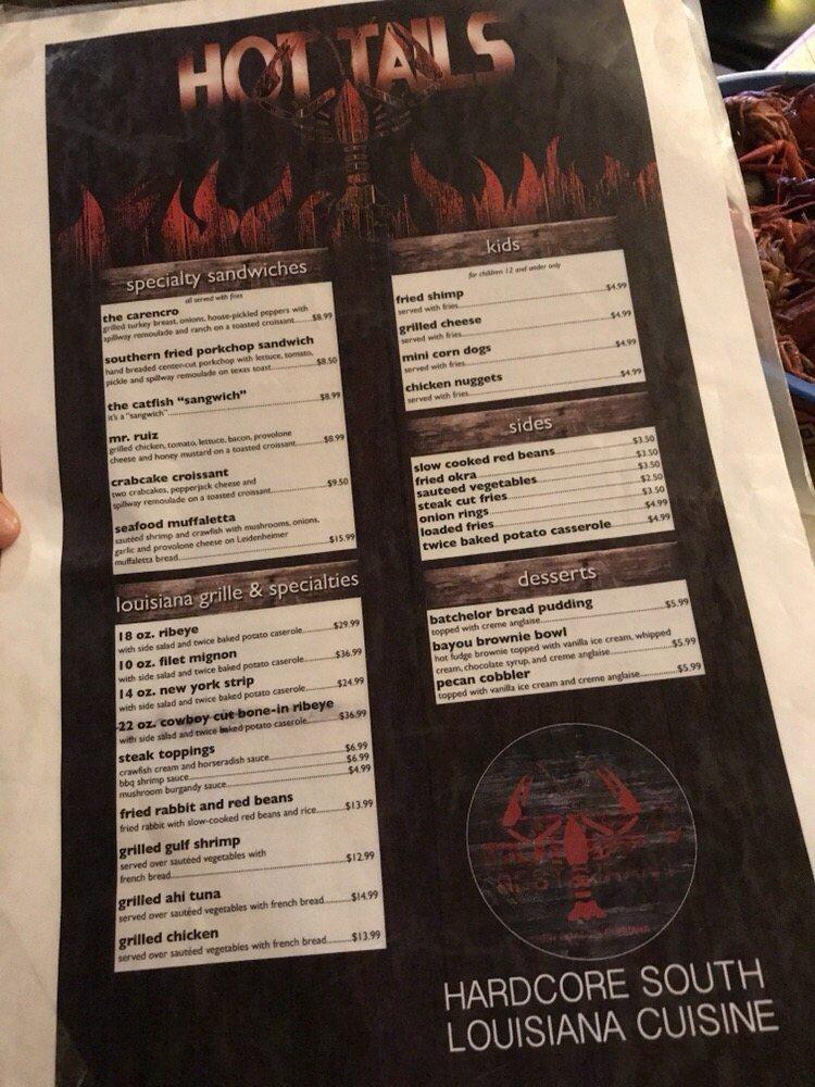 Menu at Hot Tails restaurant, New Roads, Hospital Rd